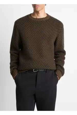 Vince Birdseye Twill Wool-cashmere Crewneck Sweater