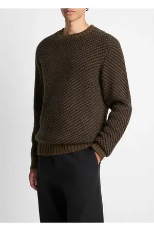 Vince Birdseye Twill Wool-cashmere Crewneck Sweater