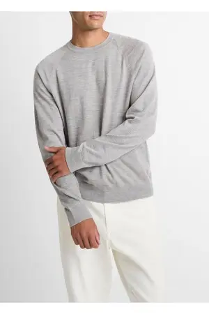 Vince Featherweight Wool-cashmere Crew Neck Sweater - Gray