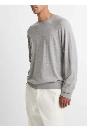 Vince Featherweight Wool-cashmere Crew Neck Sweater - Gray