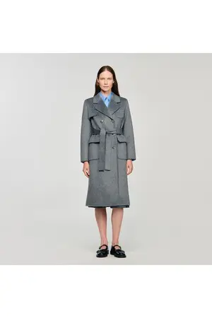 Sandro Double-faced Checkered Coat - Black / White / Pink / Gray
