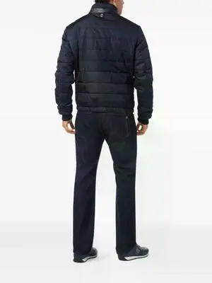 BILLIONAIRE Leather-trimmed Padded Jacket - Blue