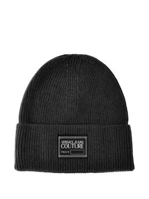 Versace Ribbed Logo-plaque Beanie - Black