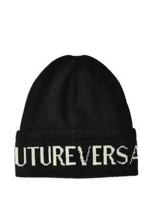 Versace Embellished Logo Beanie - Black