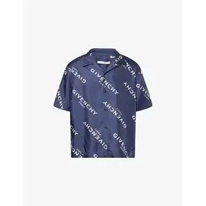 Givenchy Logo Silk Bowling Shirt - Navy