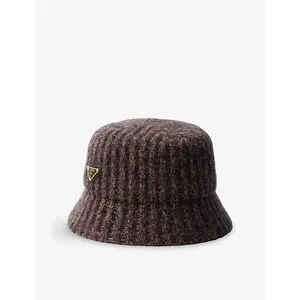 Prada Knitted Wool Bucket Hat - Brown