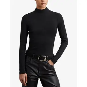 REISS Ribbed Stretch-cotton Top