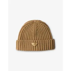 Prada Logo-embellished Knitted Wool Beanie - Brown