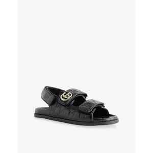 Gucci Marmont Gg Leather Flat Sandals