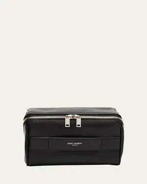 Saint Laurent Small Cube Trousse Leather Toiletry Case - Black