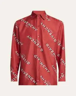 Givenchy Diagonal-logo Silk Shirt