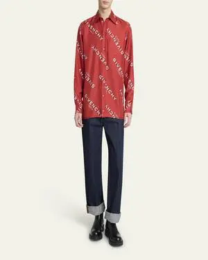 Givenchy Diagonal-logo Silk Shirt
