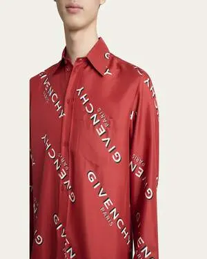 Givenchy Diagonal-logo Silk Shirt
