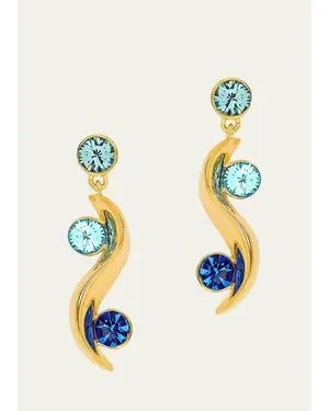 Oscar De La Renta Crystal Wave Drop Earrings - Blue Multi