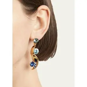 Oscar De La Renta Crystal Wave Drop Earrings - Blue Multi