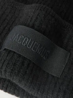 Jacquemus Le Bonnet Ribbed-knit Beanie - Black