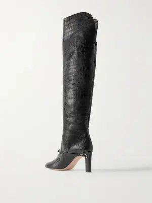 Jennifer Chamandi Samu Over-the-knee Croc-effect Leather Boots