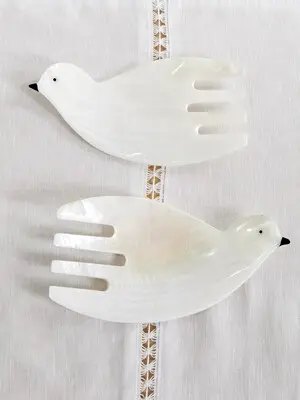 GOHAR WORLD Dove Mother-of-pearl Salad Servers - Neutrals