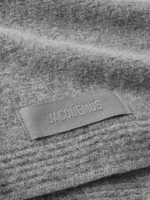 Jacquemus Appliquéd Brushed Knitted Scarf - Gray