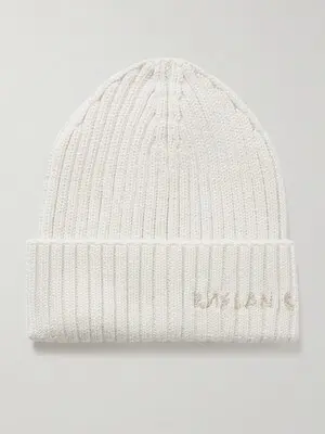 Ruslan Baginskiy Embroidered Ribbed Wool-blend Beanie - Cream