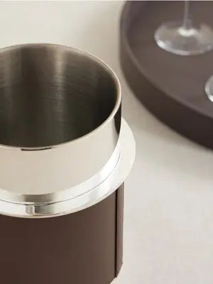 Brunello Cucinelli Leather-trimmed Silver-plated Wine Cooler