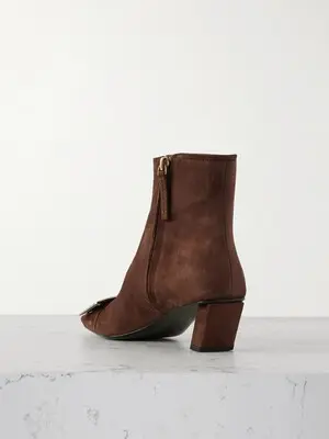 ROGER VIVIER Belle Vivier 45 Buckled Suede Chelsea Boots - Brown