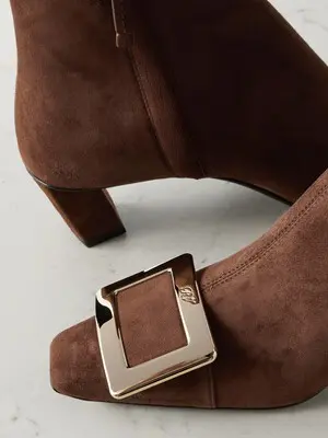 ROGER VIVIER Belle Vivier 45 Buckled Suede Chelsea Boots - Brown