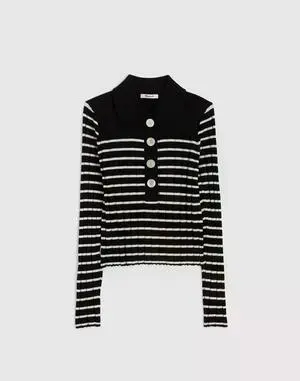 Madewell Ribbed Stripe Knit Polo Sweater