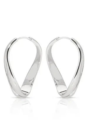 Ettika Twisted Oval Hoop Earrings - Silver