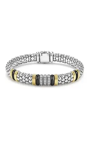 Lagos Diamond & Ceramic Bracelet - Two Tone