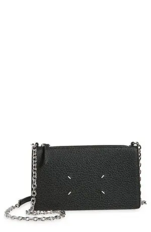 MAISON MARGIELA Grained Leather Wallet On A Chain - Black