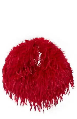 Naked Wardrobe Micro Mini Faux Feather Handbag - Ruby Red