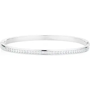 Nordstrom Cubic Zirconia Hinge Bangle - Clear- Silver