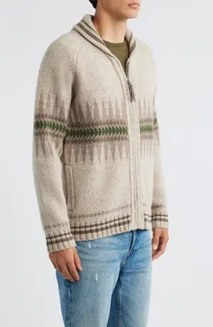 Pendleton Sawtooth Buck Lambswool Blend Zip Cardigan