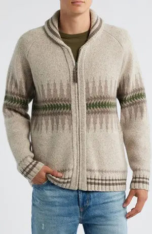 Pendleton Sawtooth Buck Lambswool Blend Zip Cardigan