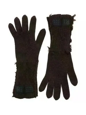 MAISON MARGIELA Ribbed-knit Gloves - Brown