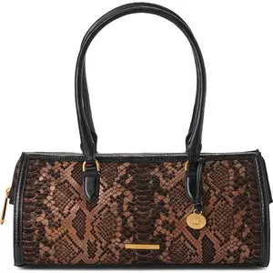 Brahmin Croc-embossed Leather Satchel - Bronze Captivate