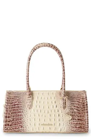 Brahmin Croc-embossed Leather Satchel - Ginger