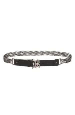 R13 Triple Chain Leather Belt - Black