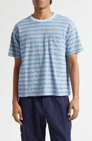 BODE Lyric Stripe Pocket T-shirt - Blue Multi