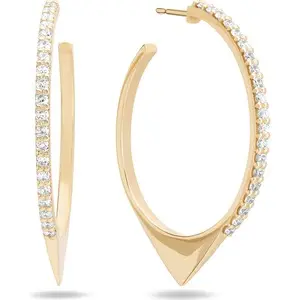 Lana Jewelry 14k Gold Diamond Pointed Circle Hoop Earrings - Yellow Gold