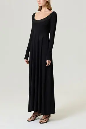 NOCTURNE Sheer Detailed Maxi Dress