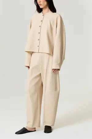 NOCTURNE Ribbed Detailed Jacket - Ivory