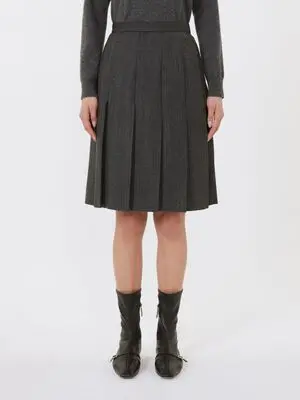 Max Mara Flannel Pleated Skirt