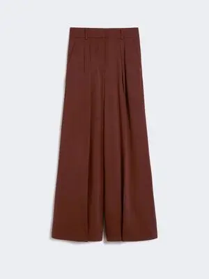 Max Mara Wool Jersey Palazzo Trousers - Cherry