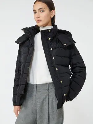 Max Mara Short Down Jacket In Water-repellent Taffeta - Black