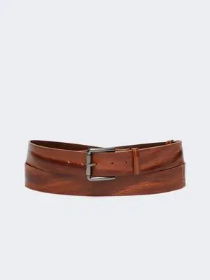 Max Mara Long Leather Belt - Dark Brown