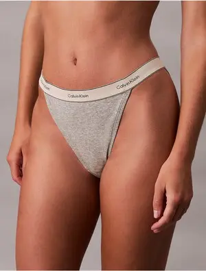 Calvin Klein Heritage Cotton Stretch Tanga - Grey Heather