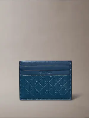 Calvin Klein Embossed Allover Monogram Card Case - Moonlit Ocean