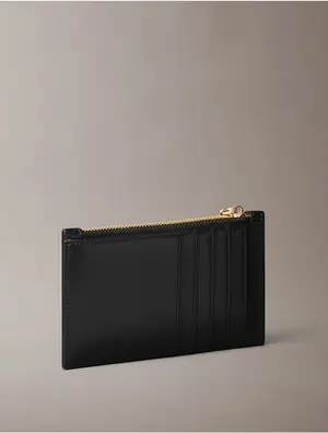 Calvin Klein Leather Zip Card Case - Black
